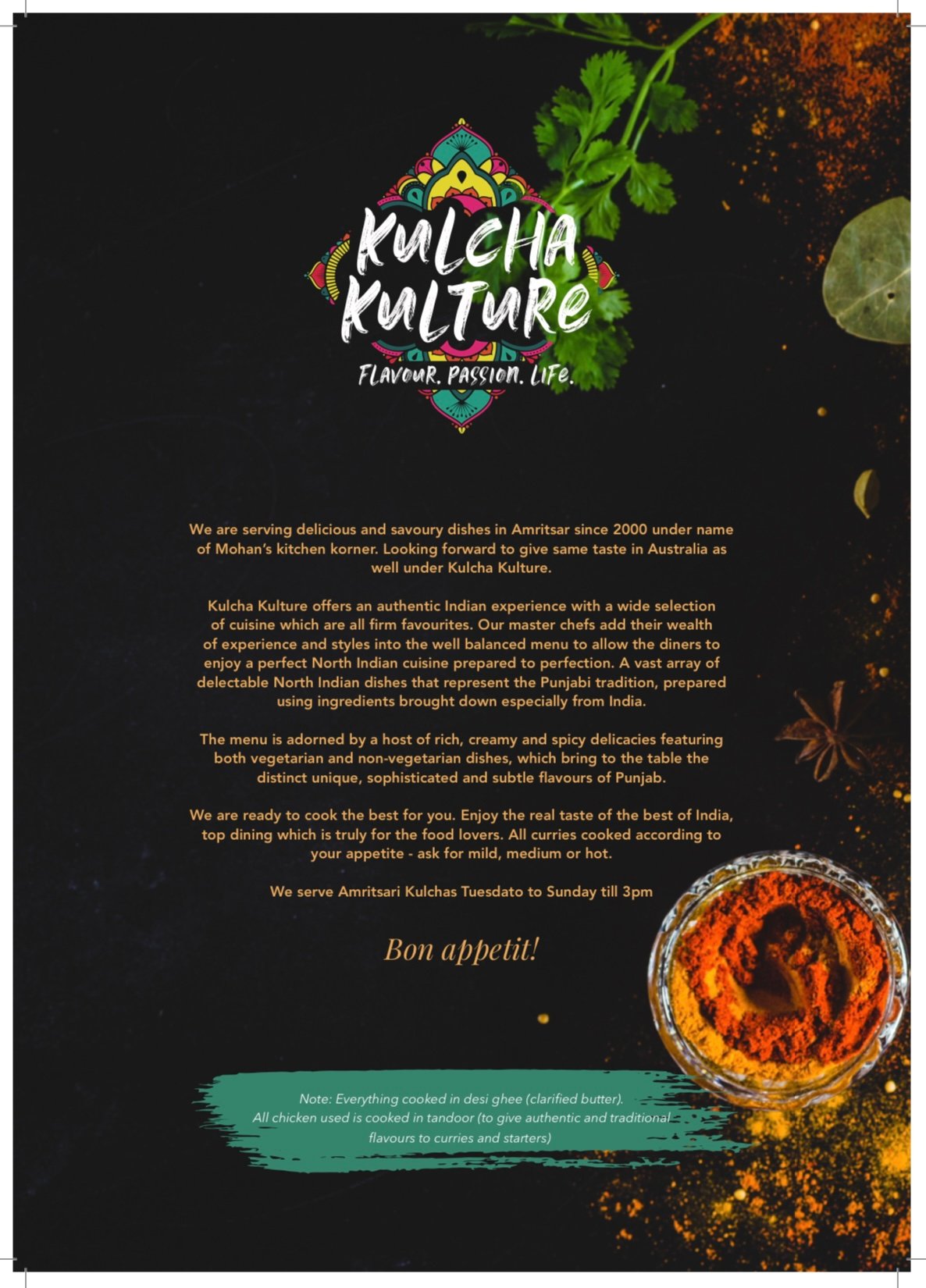 MENU - Kulcha Kulture